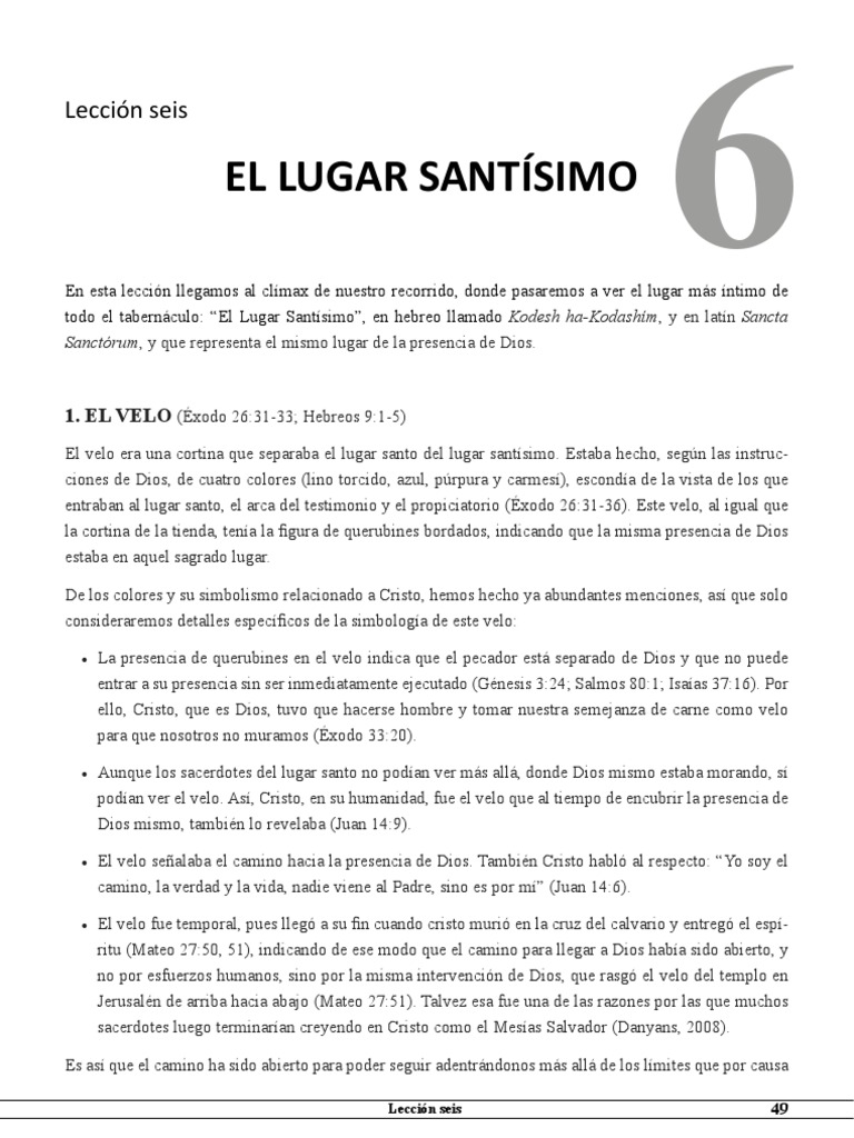 LECCIÓN 6 - El Lugar Santísimo | PDF | Arca de la Alianza | Santo de ...