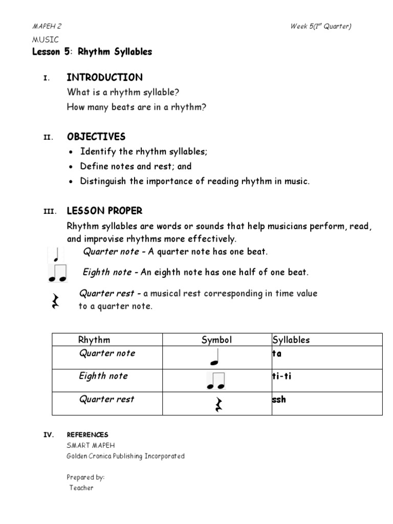 What Is A Rhythm Syllable? How Many Beats Are in A Rhythm? | PDF ...