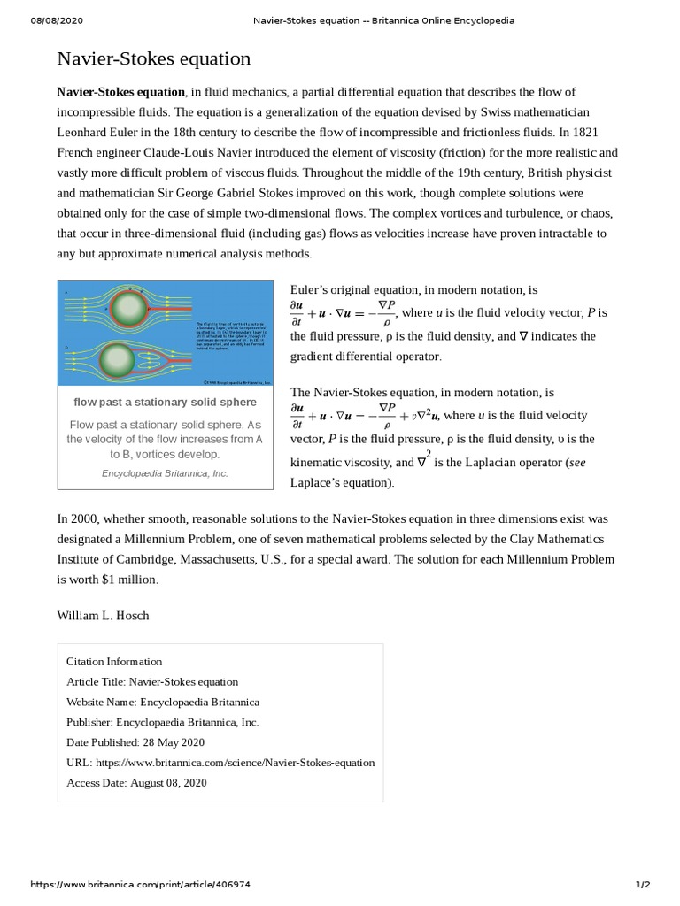 Navier-Stokes Equation - Britannica Online Encyclopedia | PDF | Navier ...