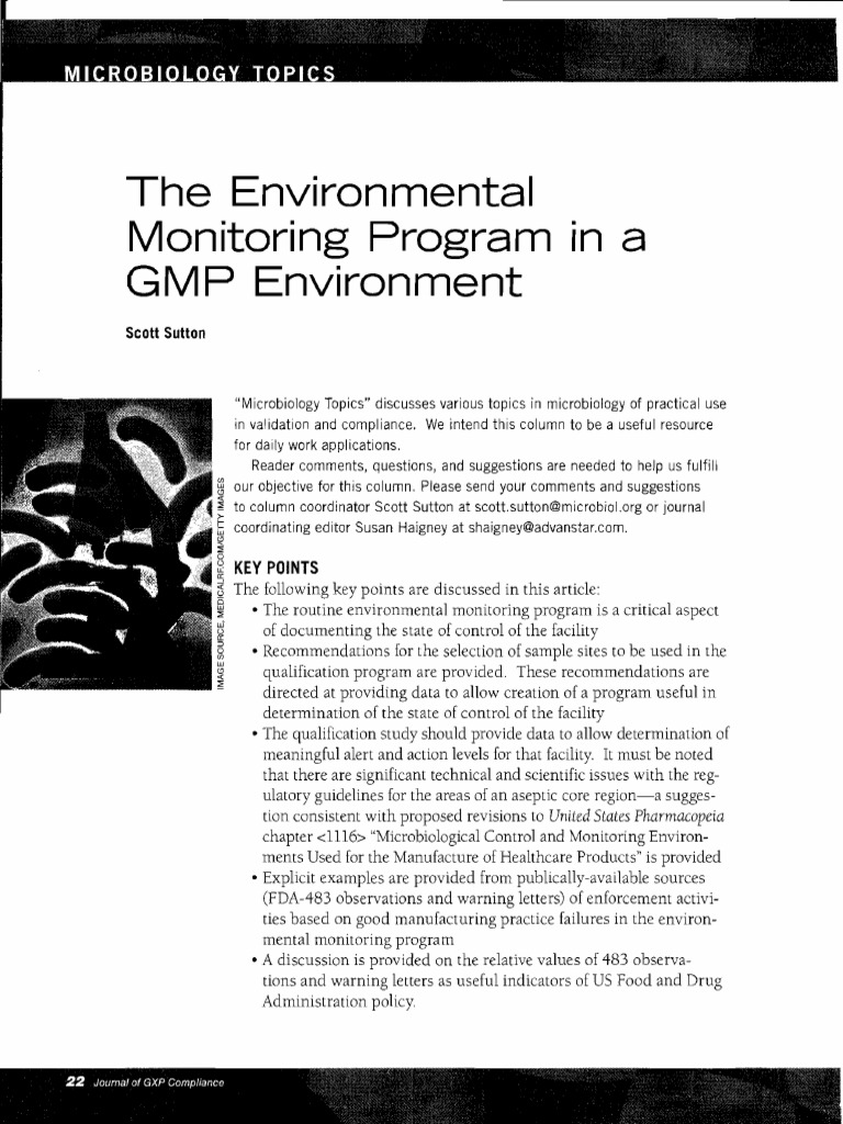 The Environmental Monitoring Program in A GMP Environment: Microbiology ...