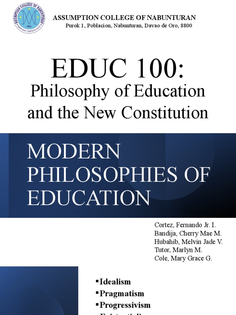 EDUC 100:: Philosophy of Education and The New Constitution | PDF ...