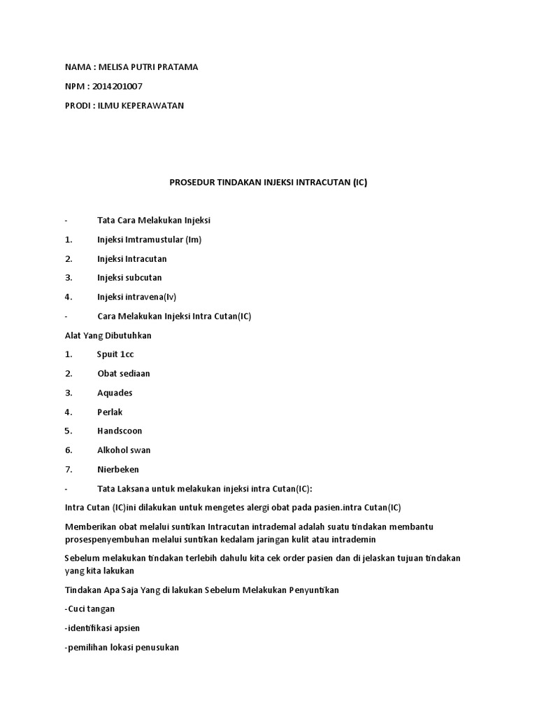 Injeksi Intracutan | PDF