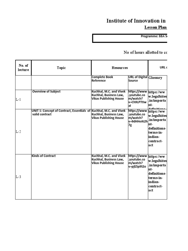 Lesson Plan - Business Law | Download Free PDF | Common Law | Private Law