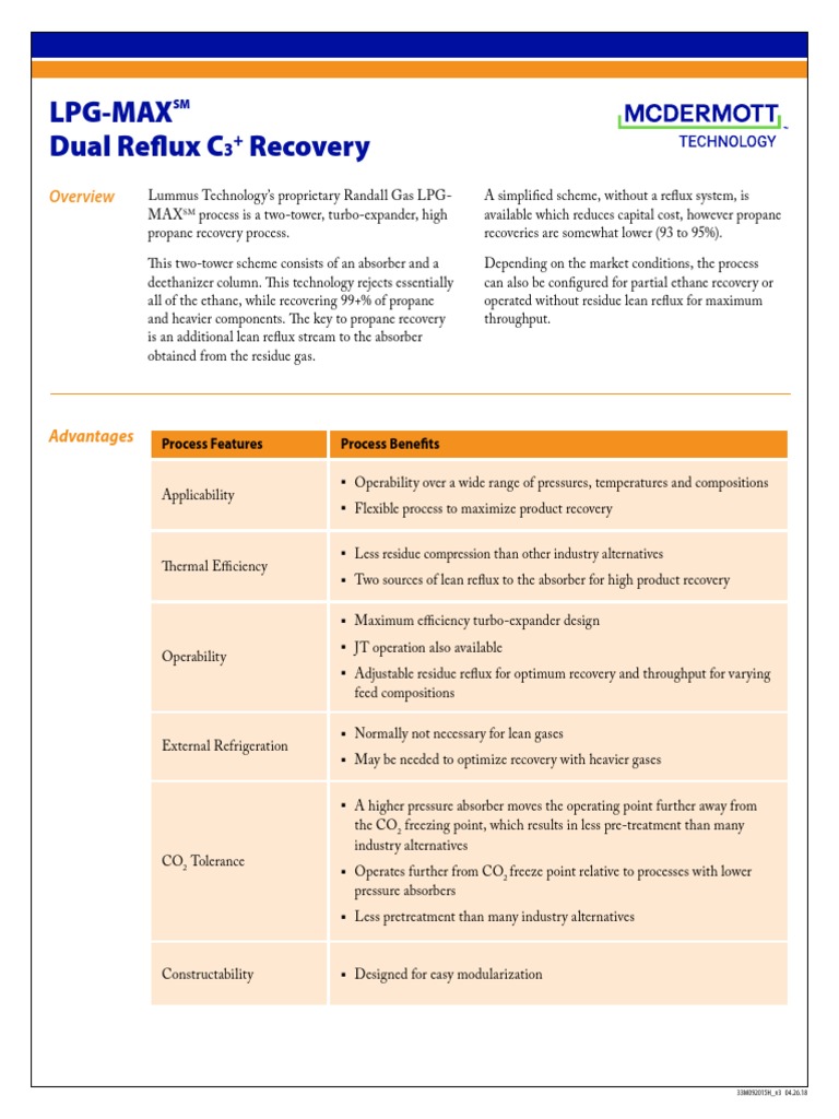 Lpg-Max Dual Reflux C Recovery: Process Features Process Benefits | PDF ...