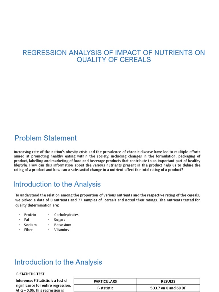 Regression Analysis of Impact of Nutrients On Quality of Cereals | PDF | Errors And Residuals ...