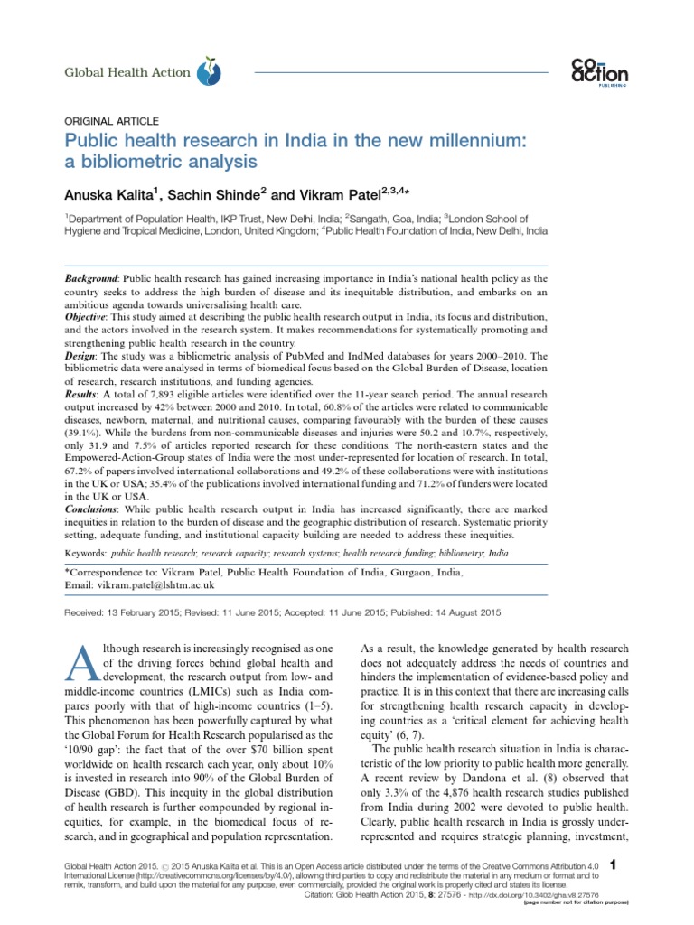 Public Health Research in India: 2000-2010 Analysis | PDF | Public ...