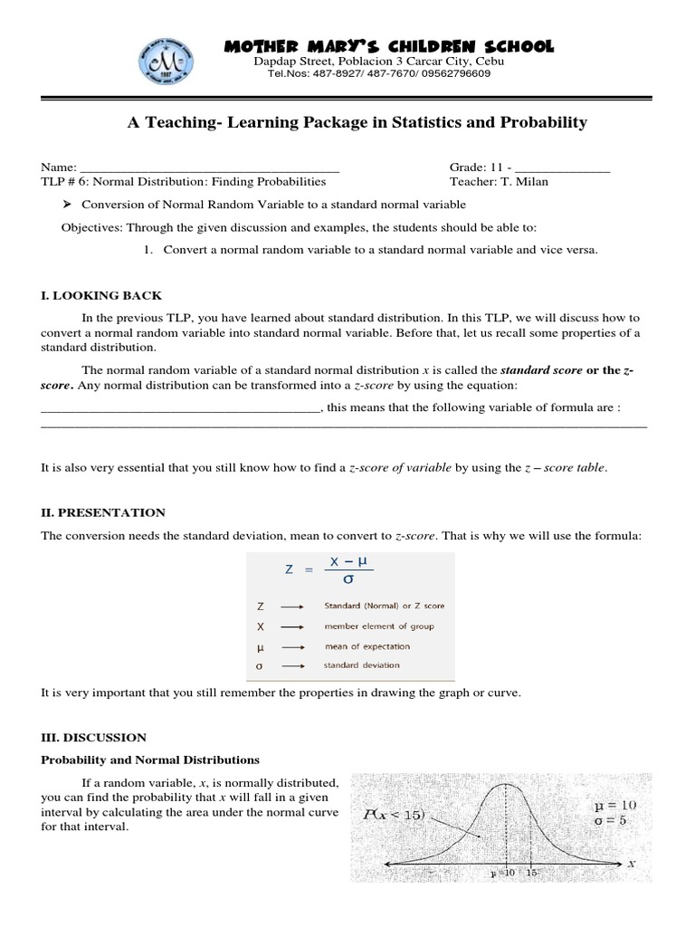 TLP 6 Normal Distribution | PDF | Normal Distribution | Standard Score