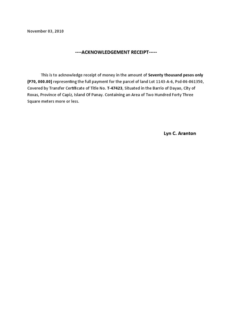 Acknowledgement Receipt | PDF