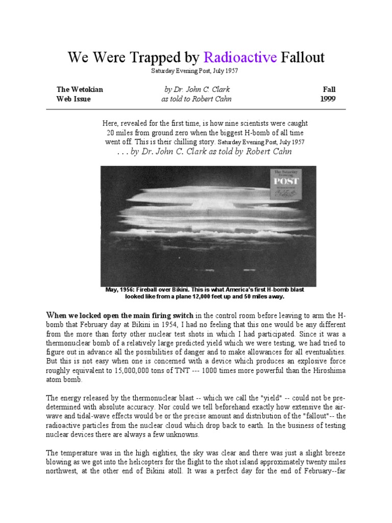 Fallout Experience at H-Bomb Test | PDF | Nuclear Weapons