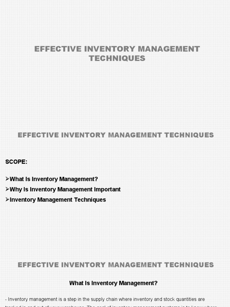 Inventory MAnagement Techniques | Download Free PDF | Inventory | Retail
