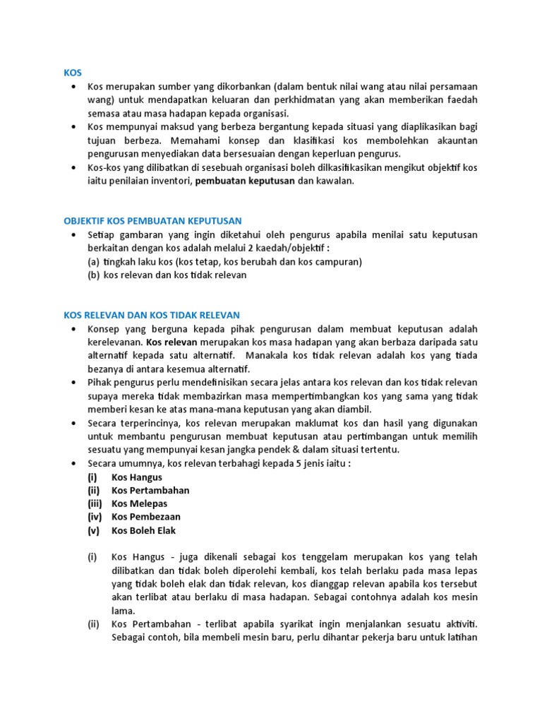 Kos Dan Kos Relevan | PDF