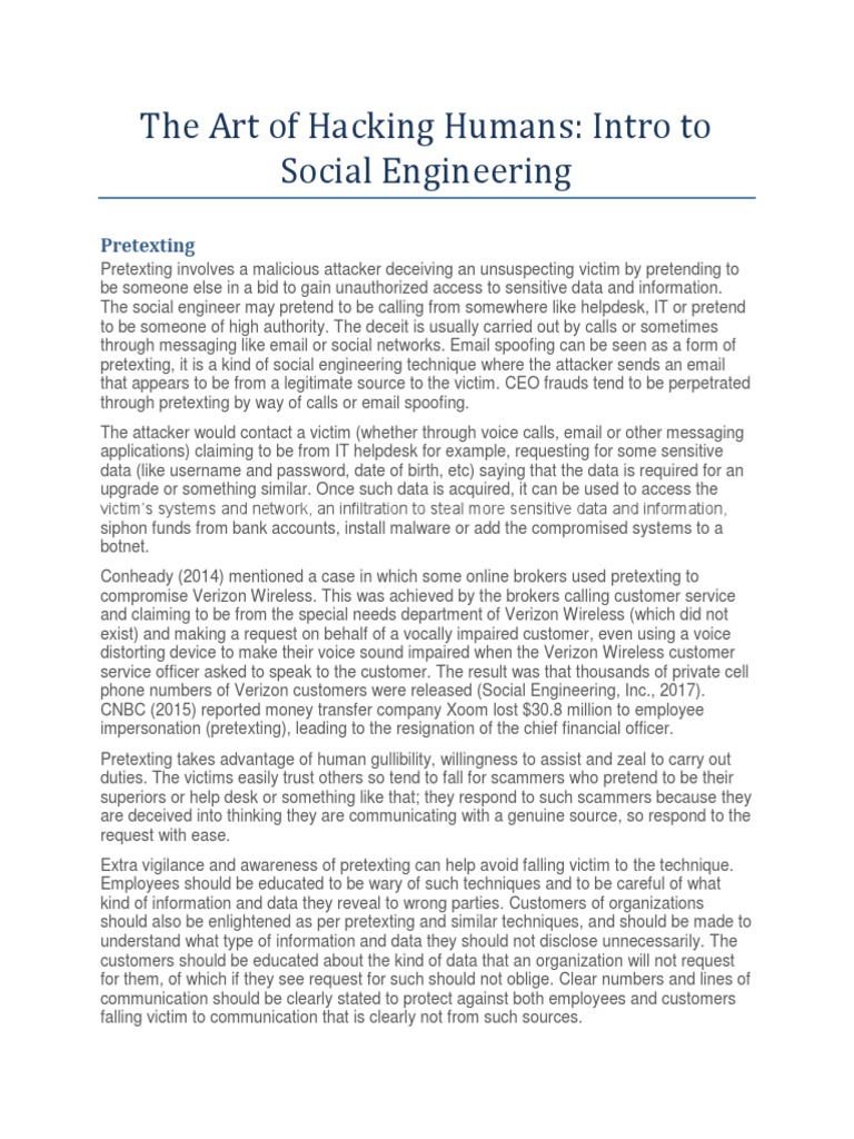 The Art of Hacking Humans: Intro To Social Engineering: Pretexting ...