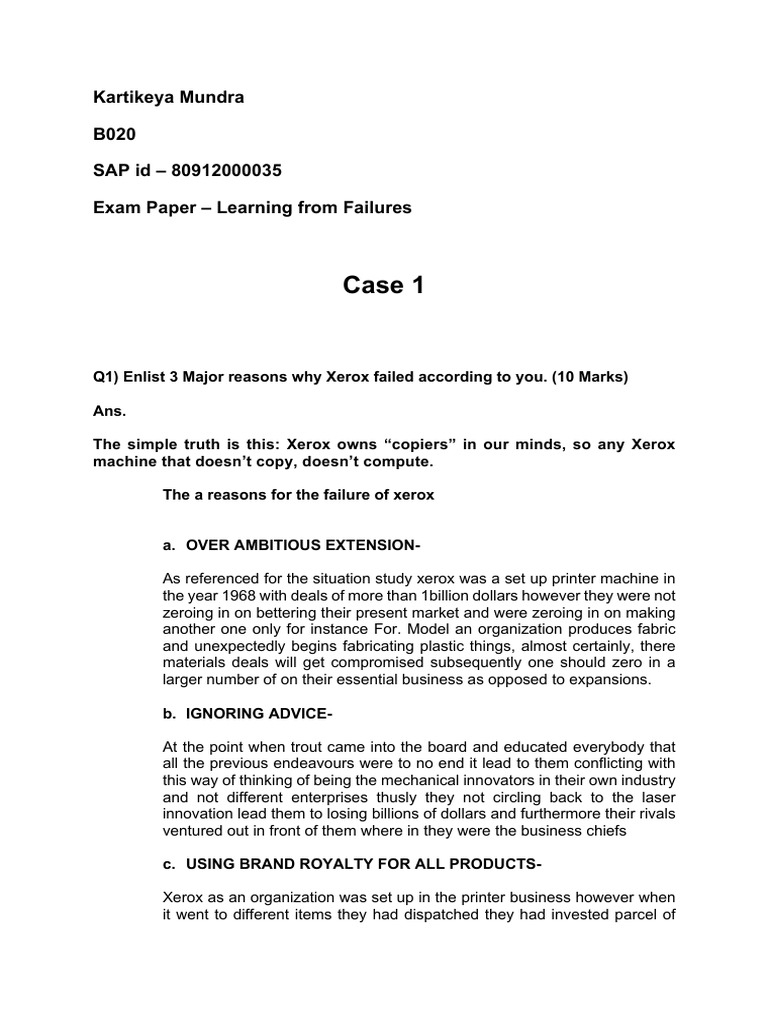 Learning and Failure Case Study On Ford Edsel and Xerox Data System ...