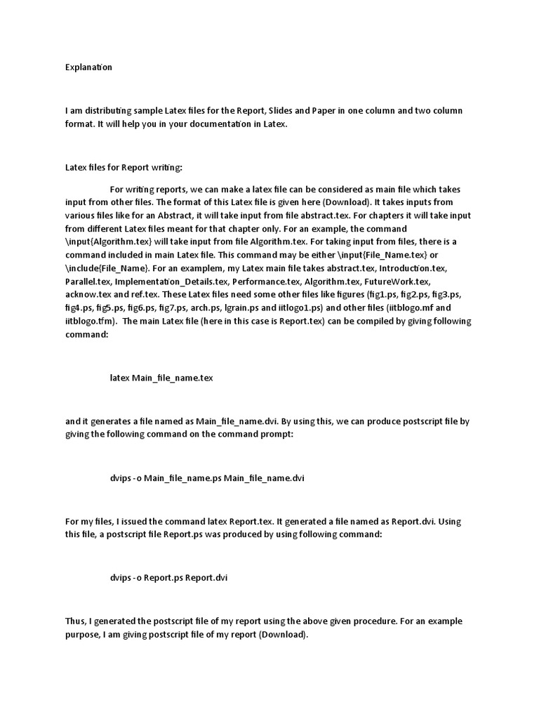 Sample LaTeX Files for Reports & Slides | PDF | Te X | Software