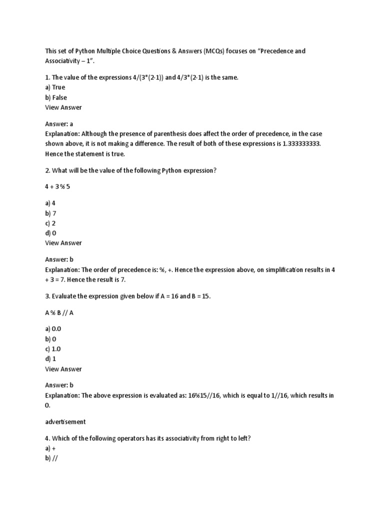 Python Test1 Qb Ca1 Pdf Class Computer Programming Python Programming Language