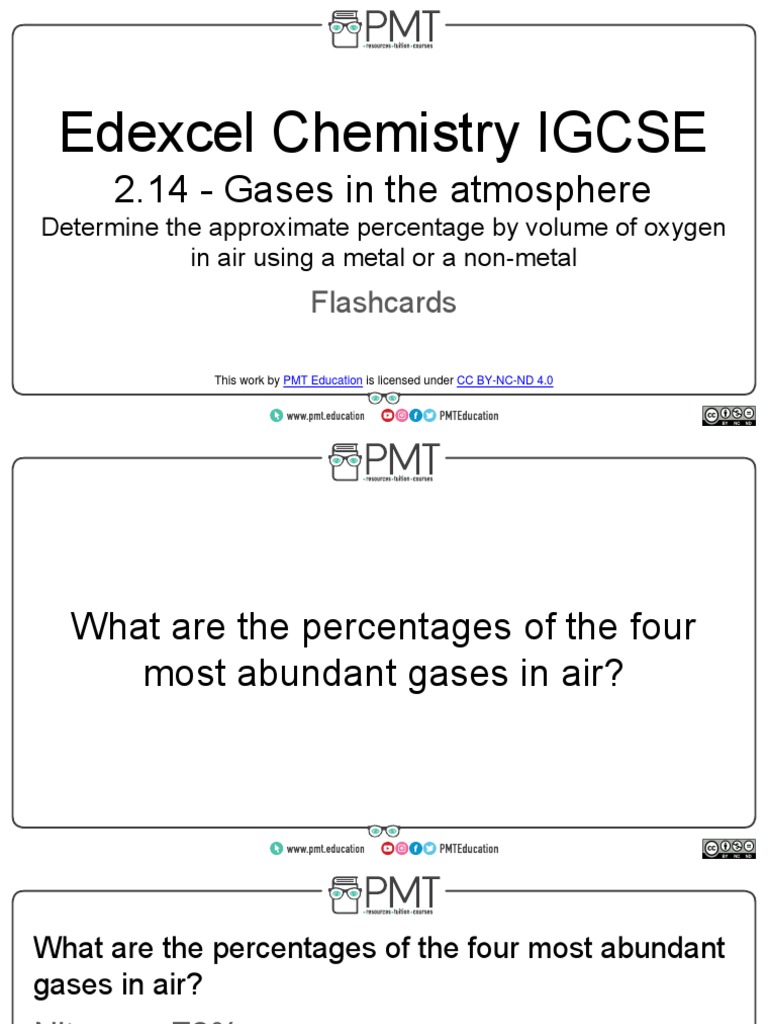 Flashcards - Investigating Oxygen in The Air - Edexcel Chemistry IGCSE | Download Free PDF ...