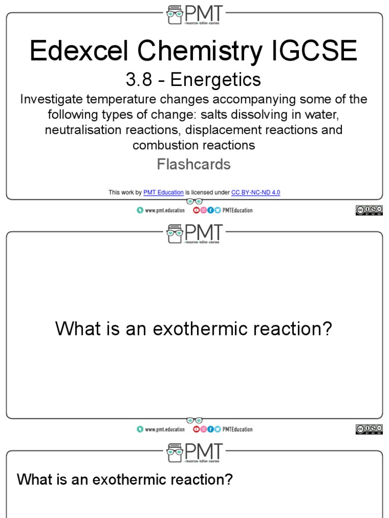 Flashcards - Investigating Temperature Changes of Reactions - Edexcel ...