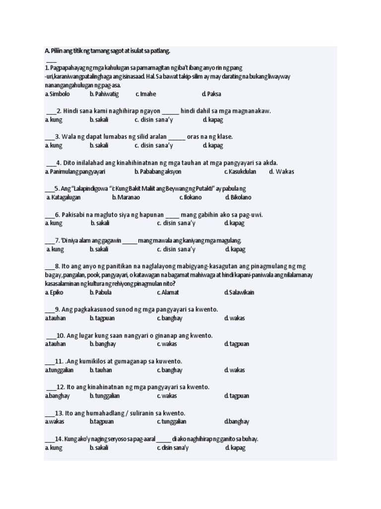 Filipino Quiz | PDF
