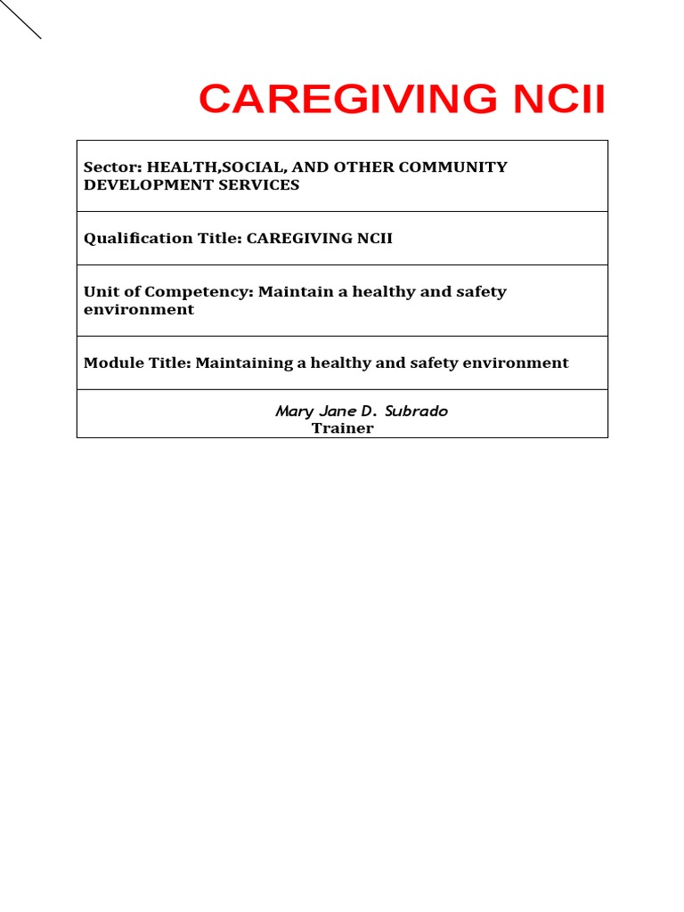 Caregiving Ncii: Sector: Health, Social, and Other Community ...