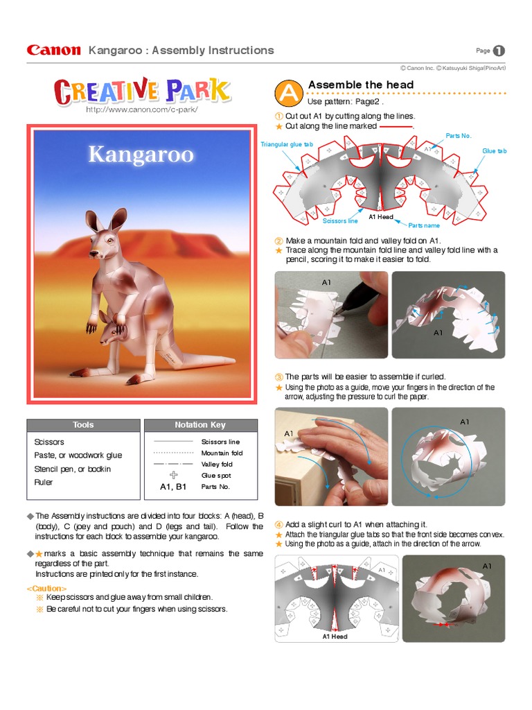 Kangaroo: Assembly Instructions: Assemble The Head | PDF | Marsupials