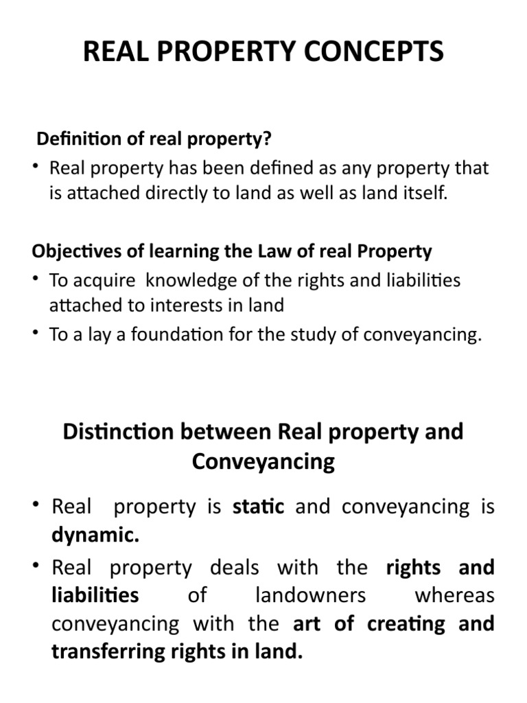 Power Point On Real Property Concepts | PDF | Property | Ownership
