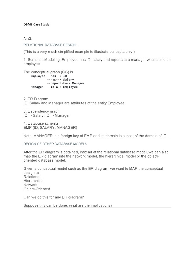 DBMS Case Study | PDF | Conceptual Model | Relational Model