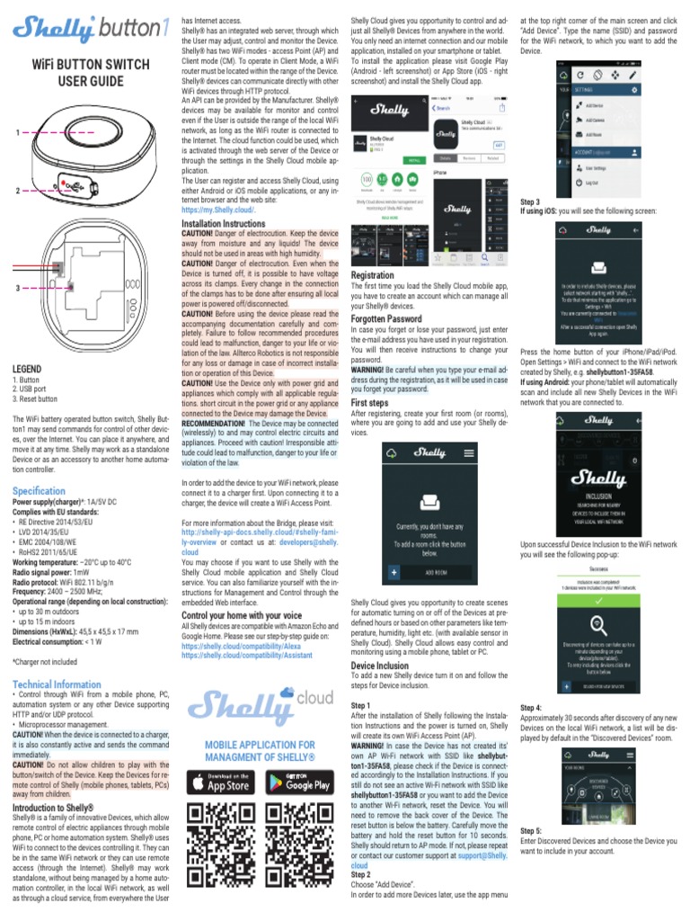 Wifi Button Switch User Guide: Installation Instructions | PDF | Wi Fi ...