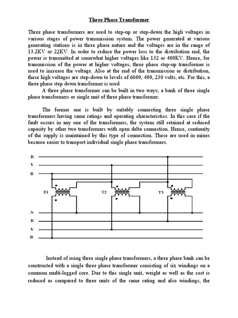 Three Phase Transformer | PDF | Transformer | Electric Power Transmission
