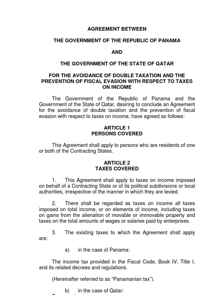 DTC Agreement Between Panama and Qatar | PDF