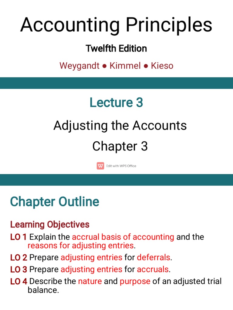 Lecture 3 - Adjusting The Accounts | PDF | Deferral | Debits And Credits