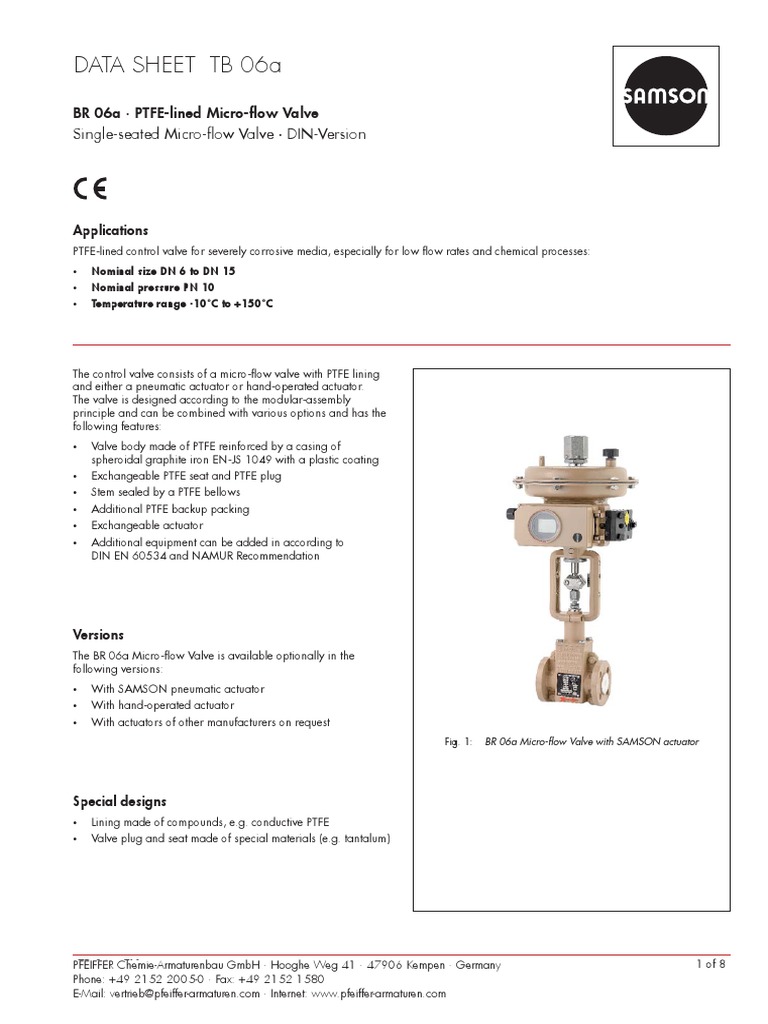 Data Sheet TB 06A: Single-Seated Micro-Fl Ow Valve DIN-Version ...