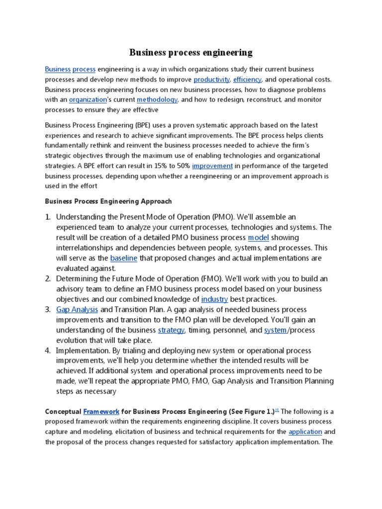 Overview of Business Process Engineering | PDF | Business Process ...