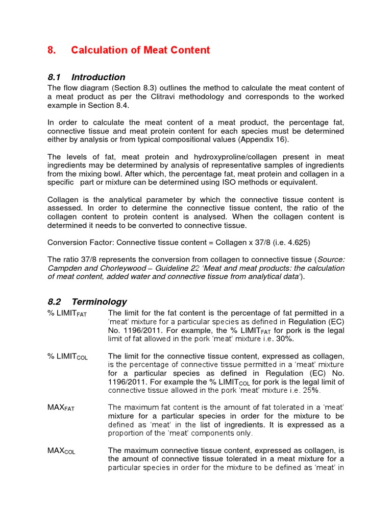 Meat Content Calculation | PDF | Beef | Meat