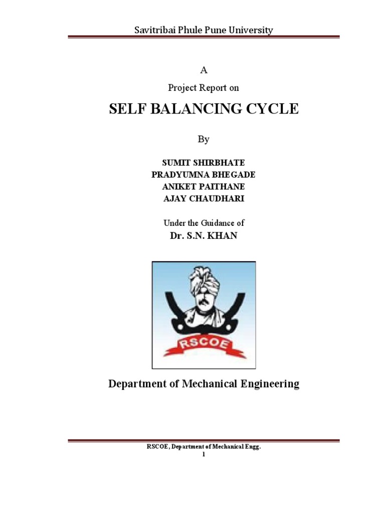 Report - Self Balancing Bicycle | PDF | Gyroscope | Rotation Around A ...