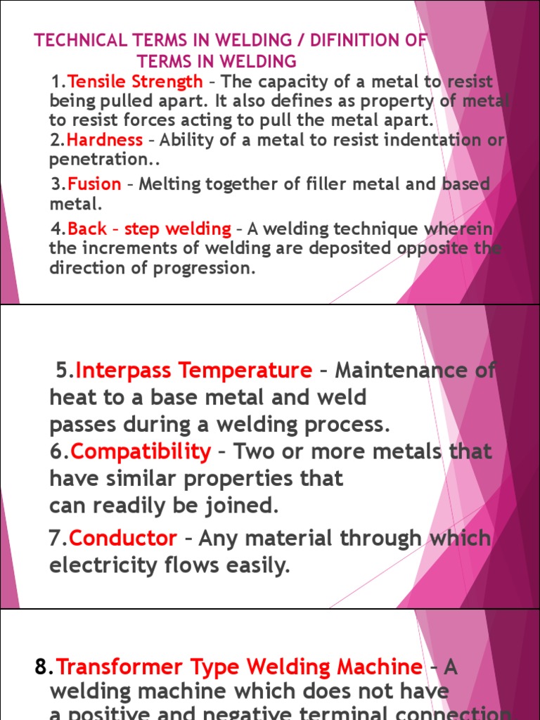Technical Terms in Welding | PDF | Construction | Welding