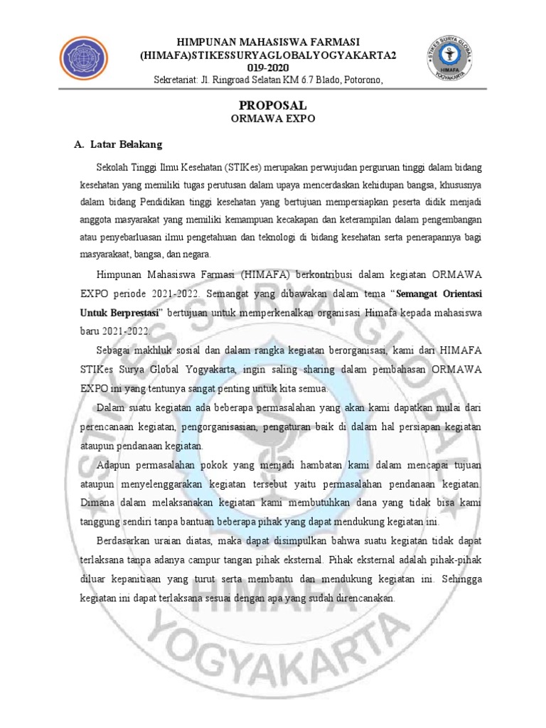 Proposal ORMAWA EXPO HIMAFA 2021 | PDF