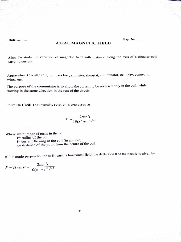Axial Magnetic Field | PDF | Compass | Magnetic Field