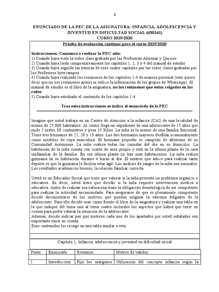 2020 PEC Infancia Adolescencia y Juventud | PDF