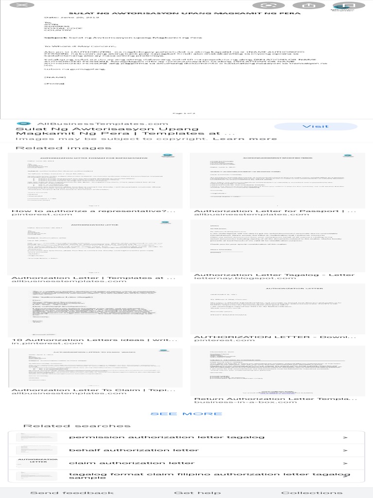 Authorization Letter Sample Tagalog - Google Search | PDF