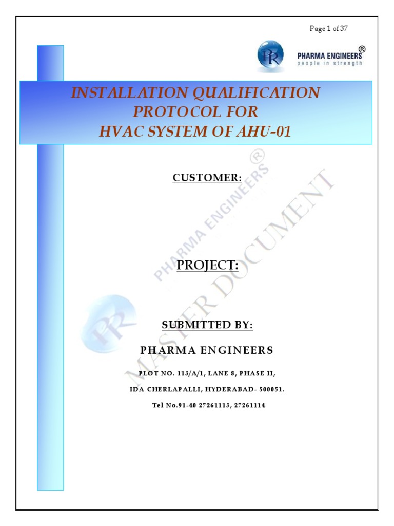 HVAC Installation Qualification Protocol | PDF | Duct (Flow) | Filtration