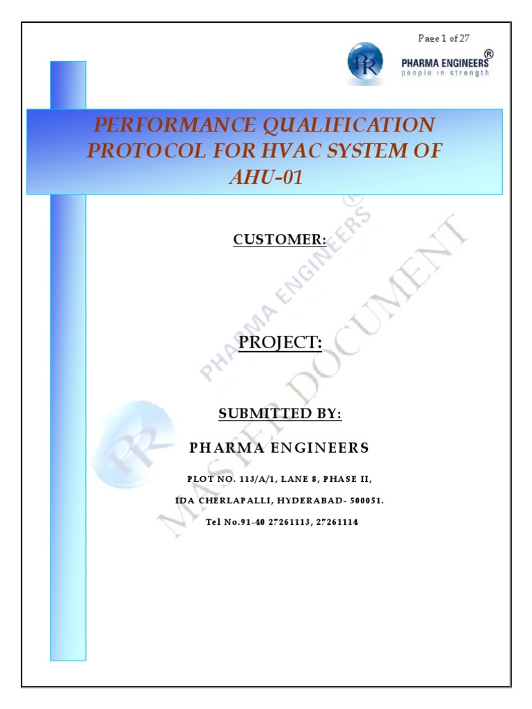 7.4 Performance Qualification Protocol For Air Handling Unit | PDF ...