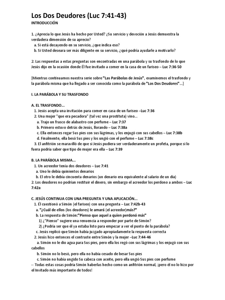 Los Dos Deudores | PDF | Jesús | Pecado
