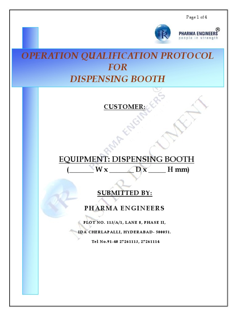 8.3 Operation Qualification Protocol For Dispensing Booth | PDF ...