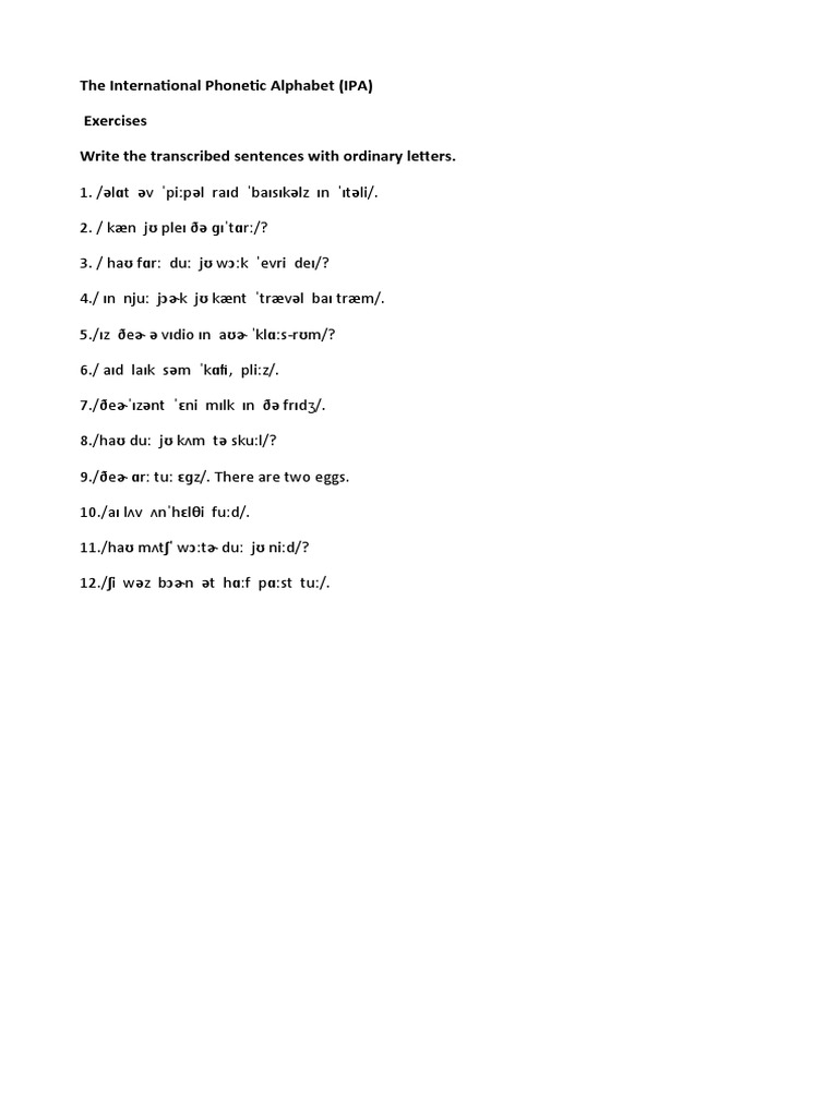 Sentences The International Phonetic Alphabet | PDF