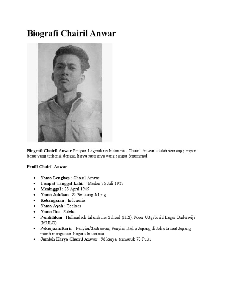 Biografi Chairil Anwar | PDF