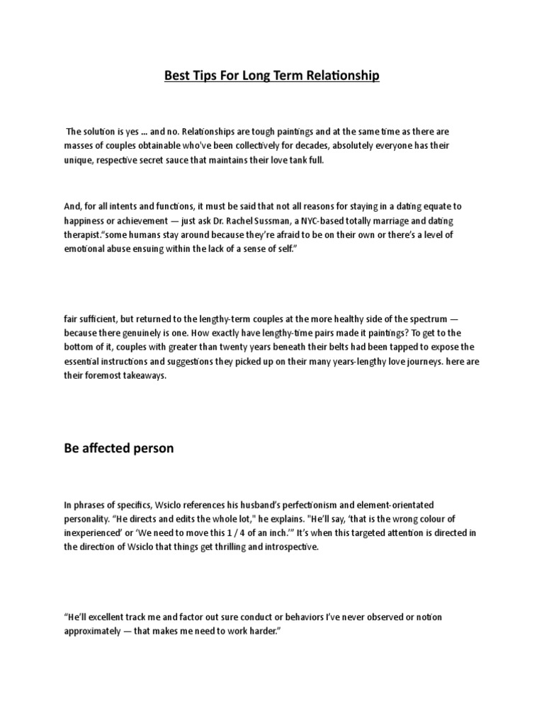 Best Tips For Long Term Relationship | PDF | Psychological Concepts ...