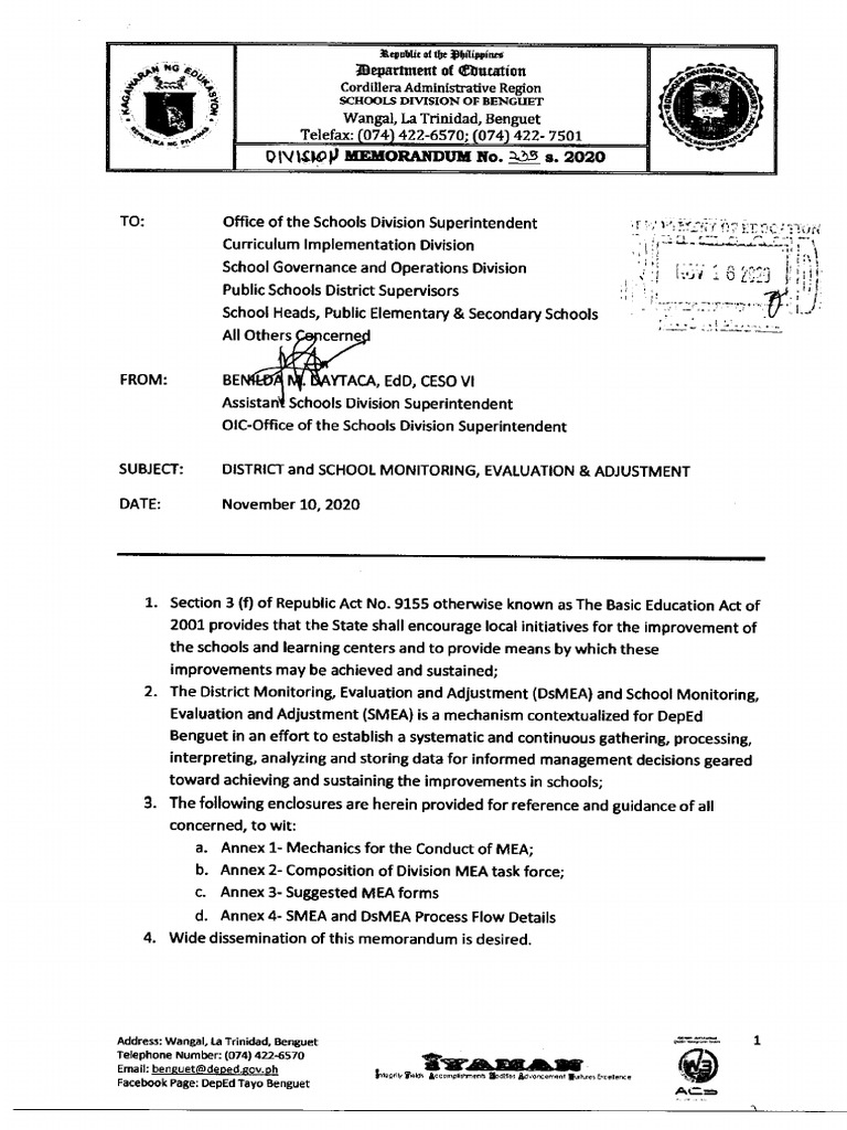 SMEA Benguet SDO-Memo-No.-235-s.-2020 | PDF
