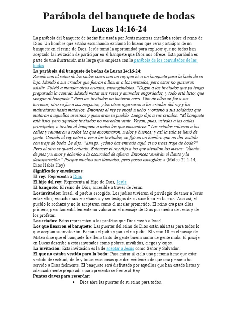 Parábola Del Banquete de Bodas | PDF