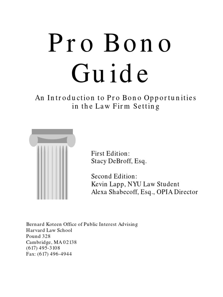 Pro Bono Guide: An Introduction To Pro Bono Opportunities in The Law ...