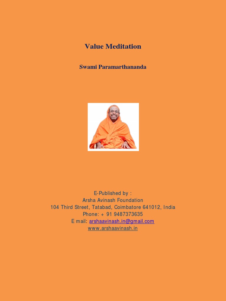 Value Meditation: Swami Paramarthananda | PDF | Anger | Guilt (Emotion)